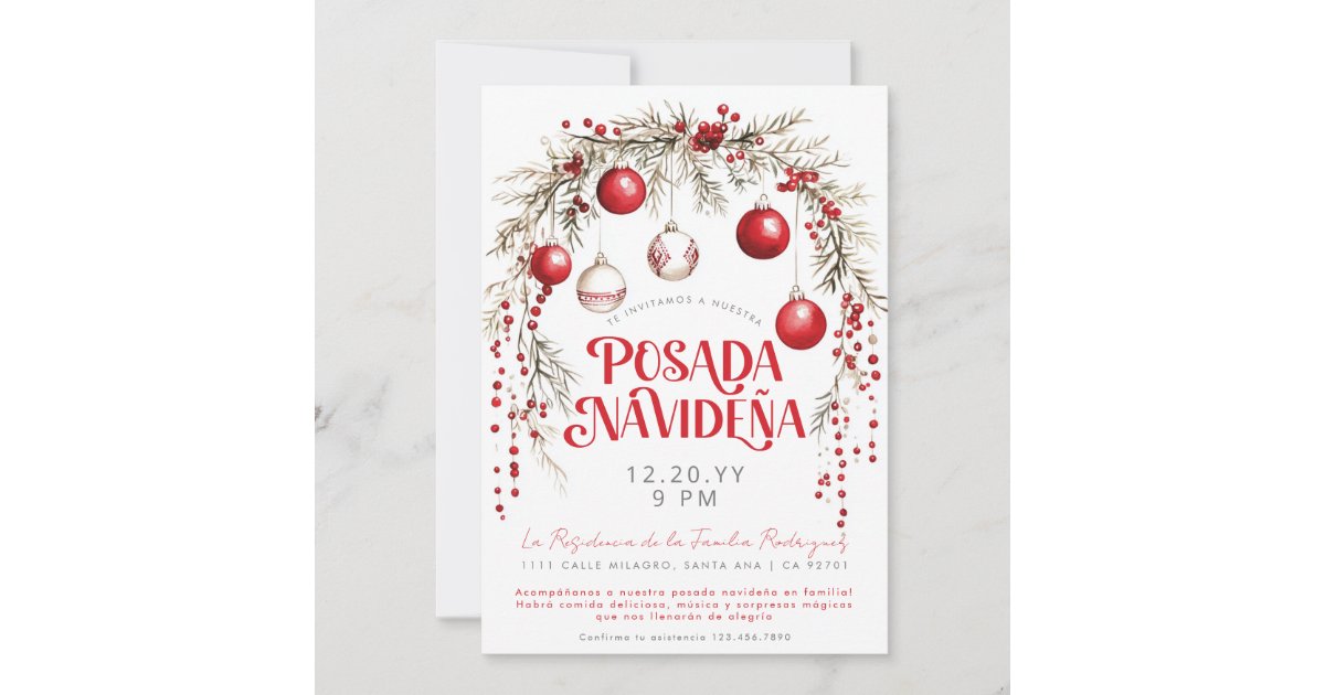 Invitacion Posada Navideña Espanol Spanish Invitation | Zazzle