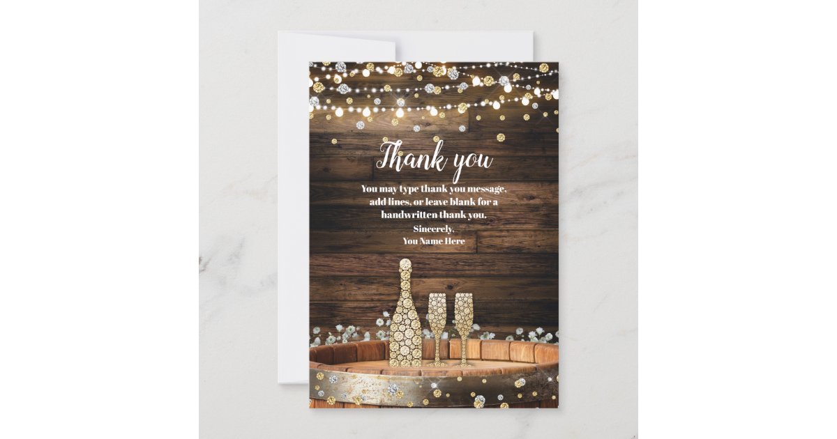 Invitation Baril Rustique Champagne Vin Verre Merci | Zazzle.ca