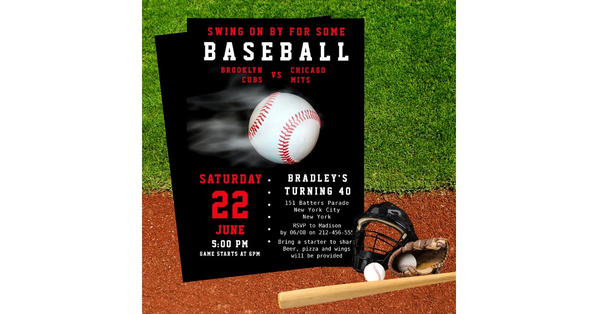 Invitation Baseball 40th Birthday Sports Party | Zazzle.ca