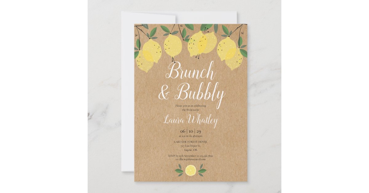 Invitation Brunch rustique et Fête de l'mariée de citron mous | Zazzle.ca