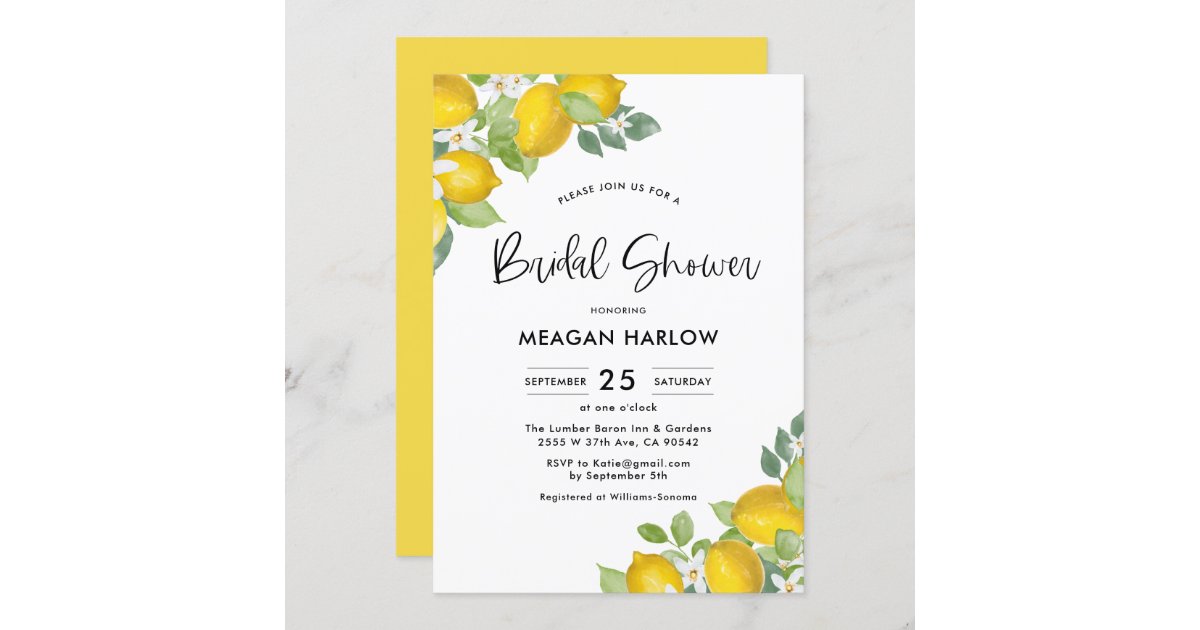 Invitation Citron thème été Fête des mariées douche Invitatio | Zazzle.ca
