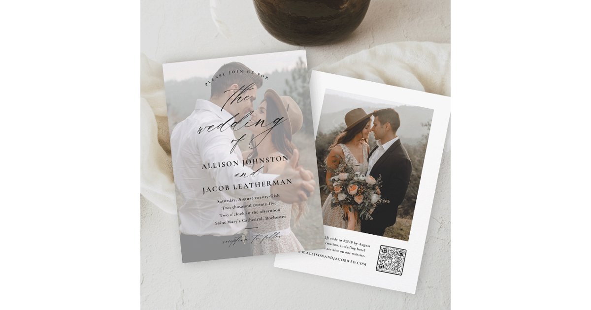Invitation Mariage photo élégant QR Code | Zazzle.ca