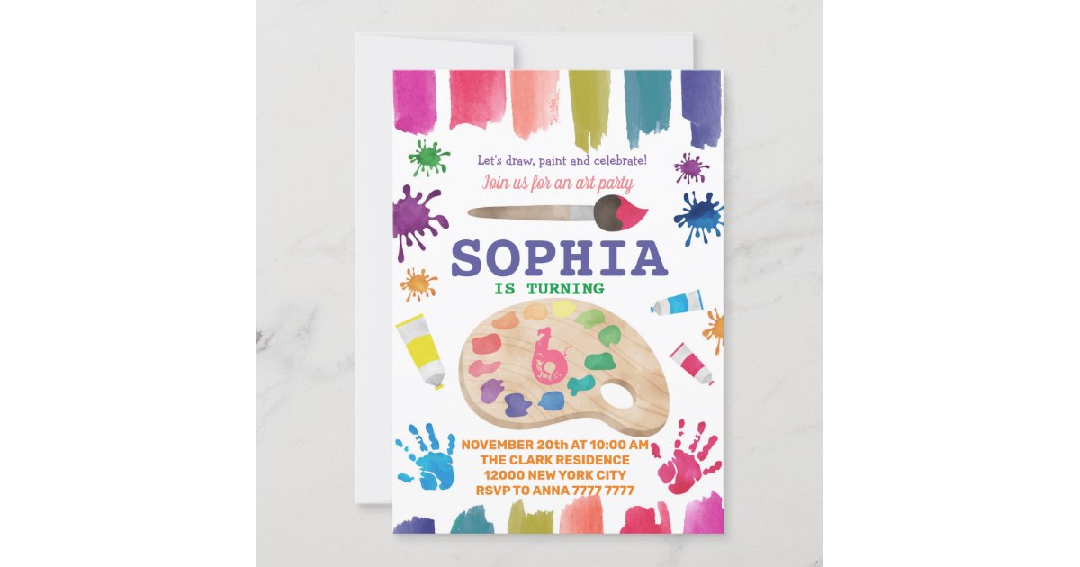 Invitation Robe De Fête D'Art Pour Un Mess Painting Anniversa | Zazzle.ca