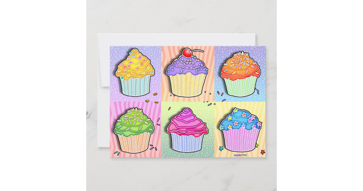 Invitations - Pop Art Cupcakes | Zazzle