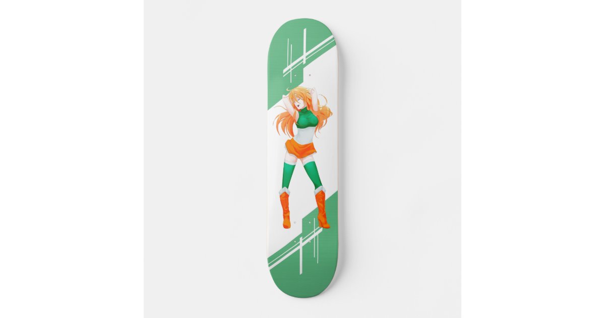 Ireland Manga Anime girl dressed in Flag Irish Skateboard | Zazzle