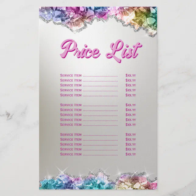 Iridescent crystals price list flyer | Zazzle