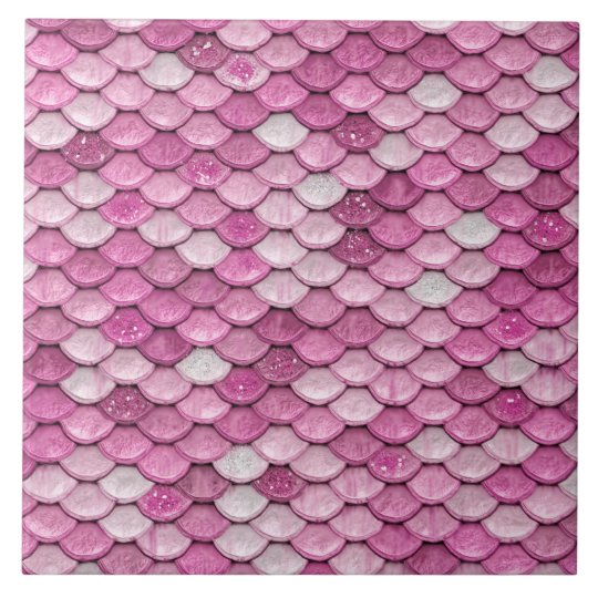 Iridescent Pink Glitter Shiny Mermaid Fish Scales Tile | Zazzle.ca