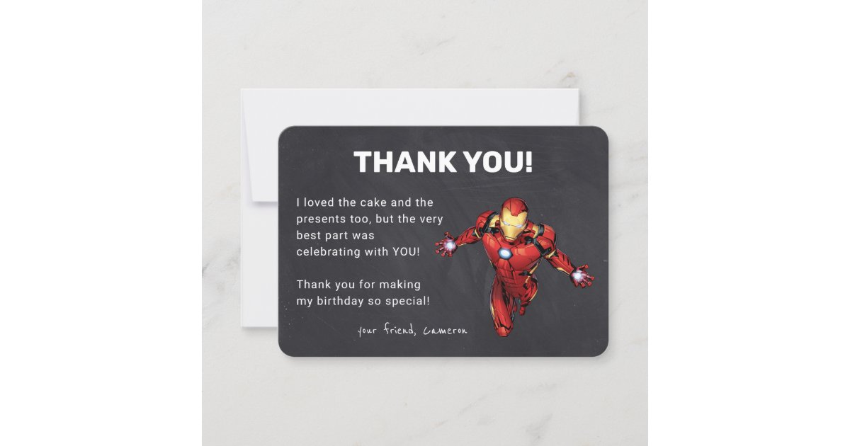 Iron Man Chalkboard Birthday Thank You Invitation | Zazzle