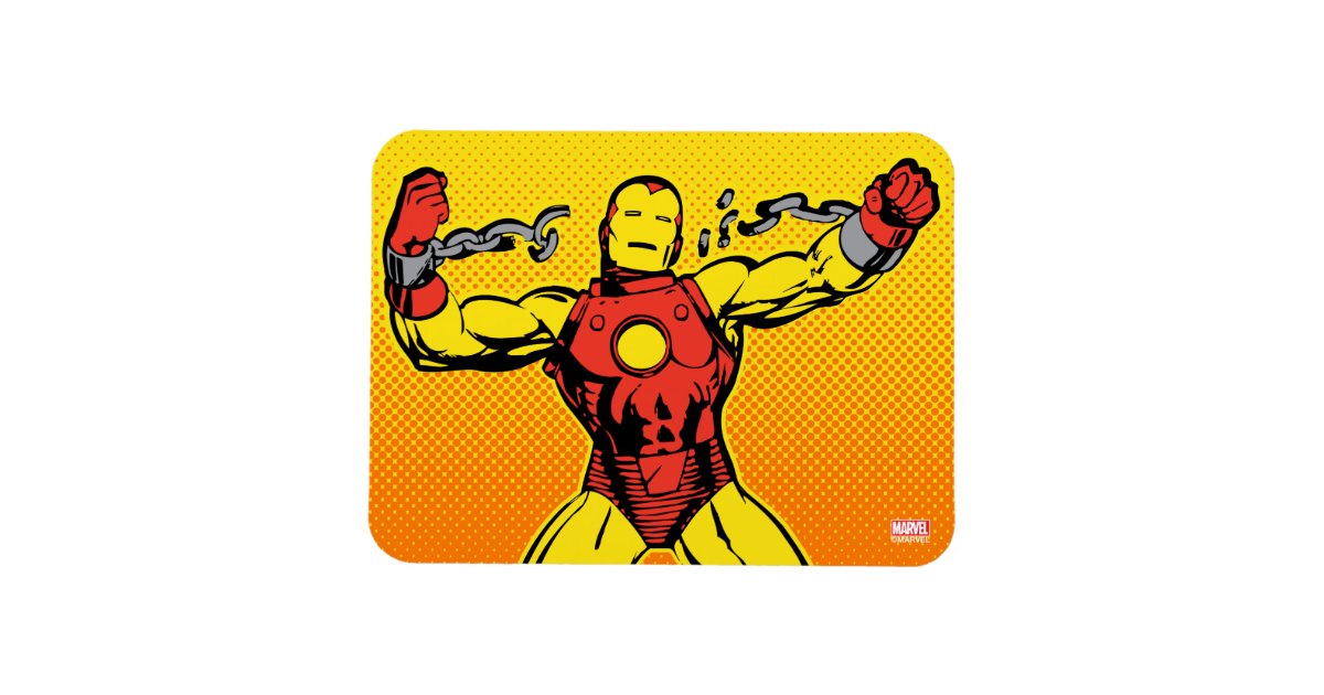 Iron Man Retro Breaking Chains Magnet | Zazzle