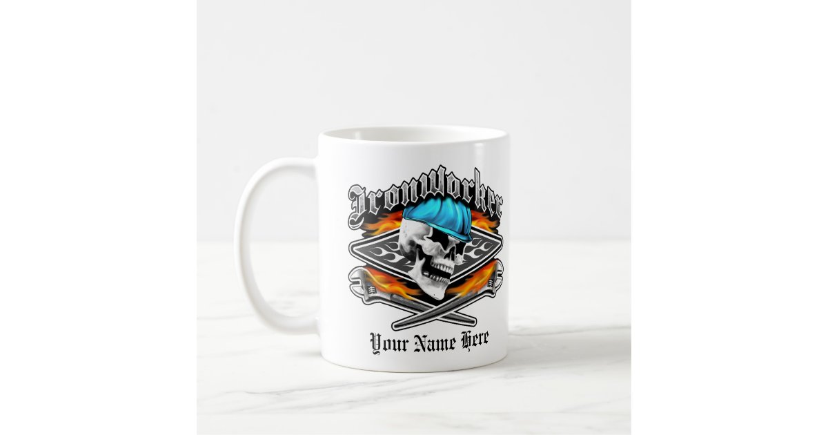 Ironworker Skull and Flaming Crossed Wrenches Coffee Mug | Zazzle