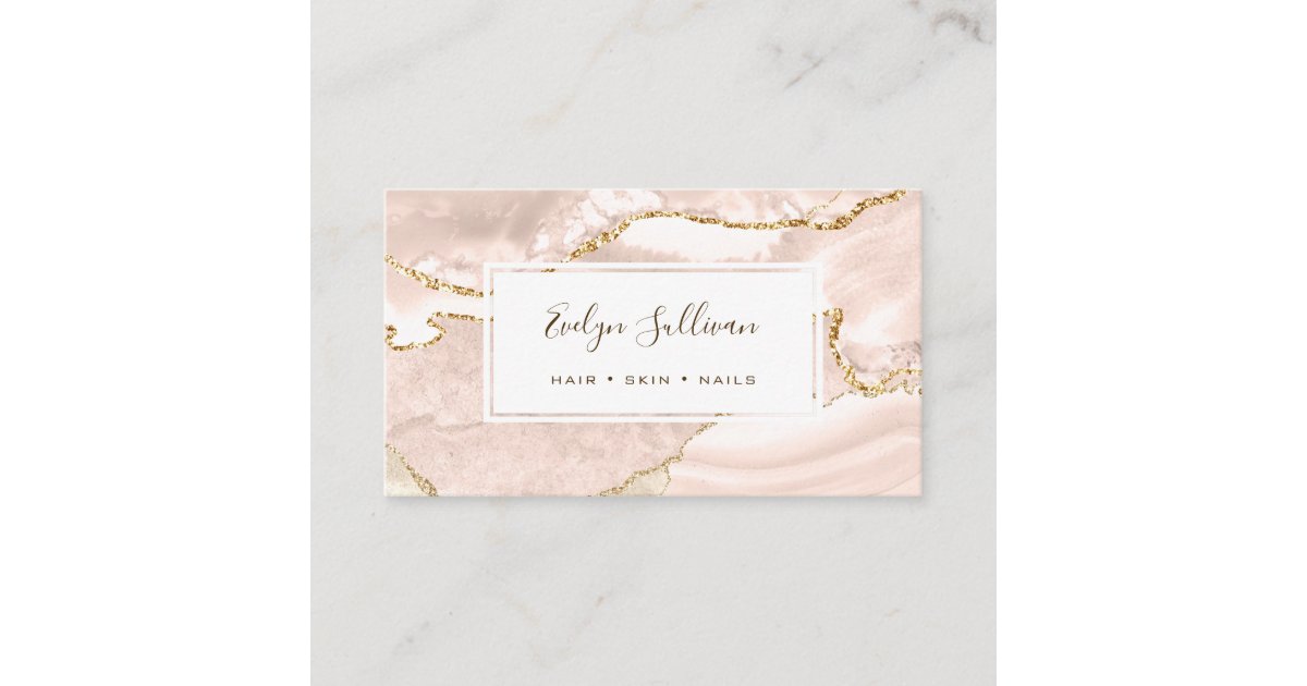 ivory and gold agate business card | Zazzle