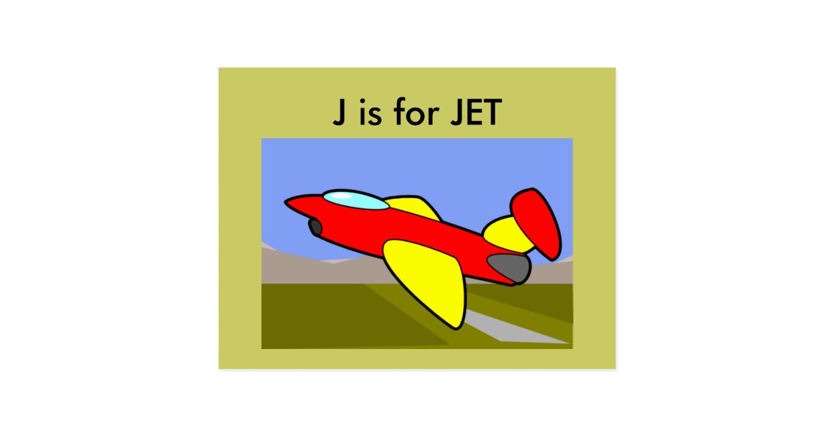 "J" is for Jet Alphabet Flashcard Postcard | Zazzle.ca
