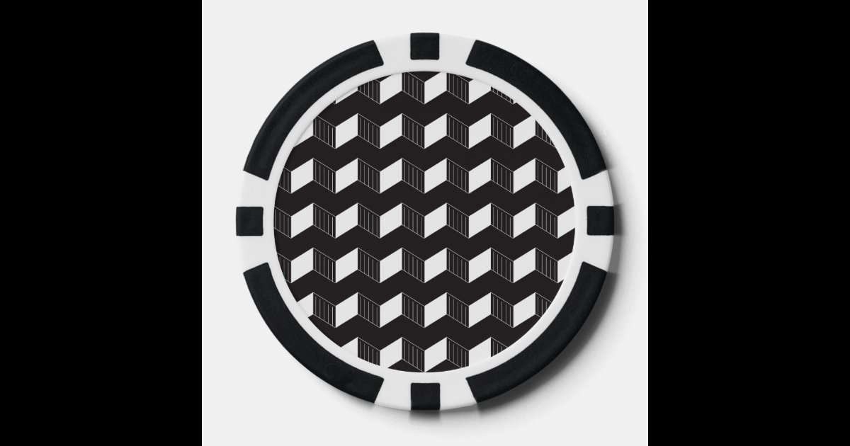 Jagged layers black white poker chips | Zazzle