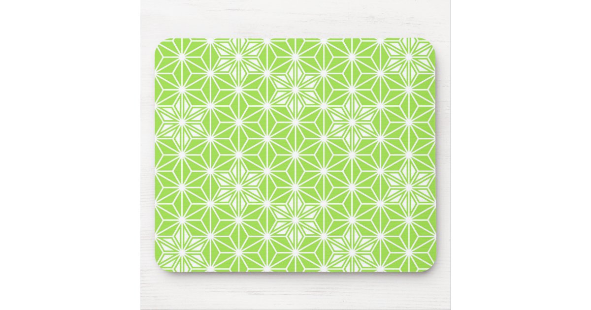 Japanese Asanoha pattern - light lime green Mouse Pad | Zazzle
