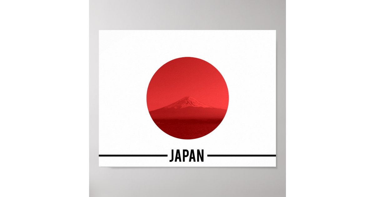 Japanese Flag - Mount Fuji, Japan Poster | Zazzle