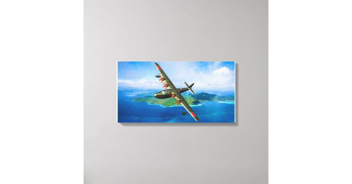 Japanese H8K Emily Seaplane landing Canvas Print | Zazzle