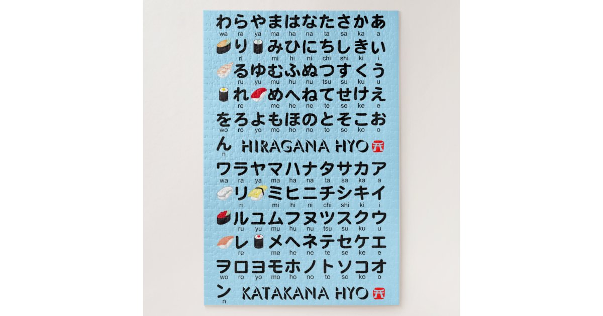 Japanese Hiragana & Katakana Table (Sushi) Jigsaw Puzzle | Zazzle