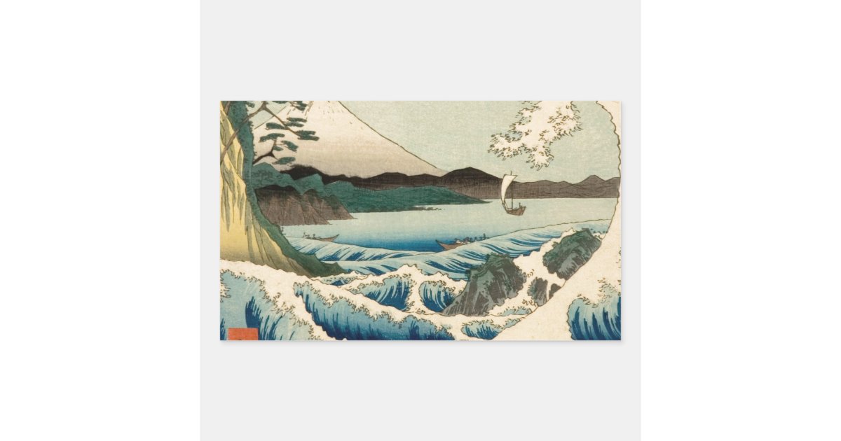 Japanese Sea of Satta Hiroshige Art Sticker | Zazzle