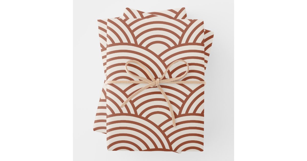 Japanese Seigaiha Wave Rust Terracotta Wrapping Paper Sheet | Zazzle