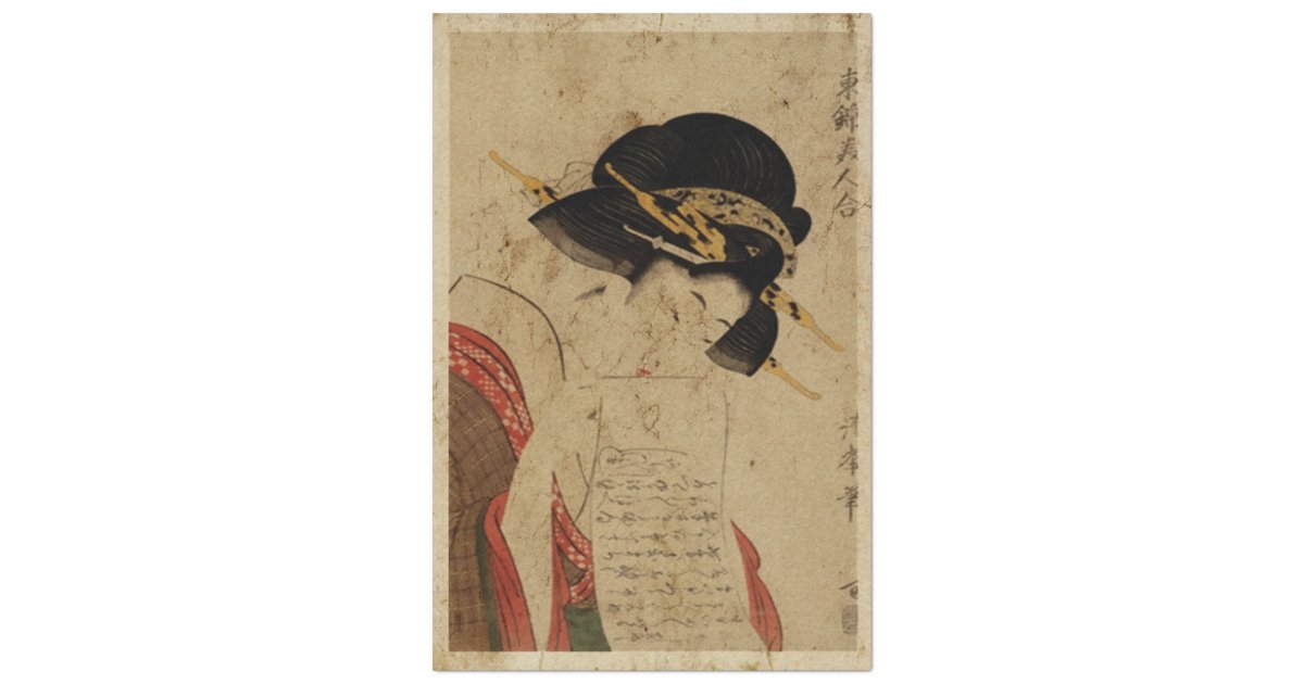 Japanese Women Reading Letter Ukiyo Style Tissue Paper | Zazzle