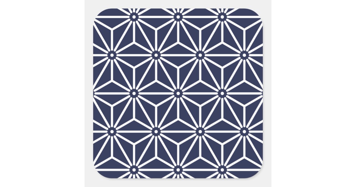 Japanese Yukata Jinbei Asanoha Navy blue Square Sticker | Zazzle