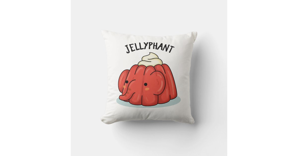 Jellyphant Funny Elephant Jelly Pun Throw Pillow | Zazzle