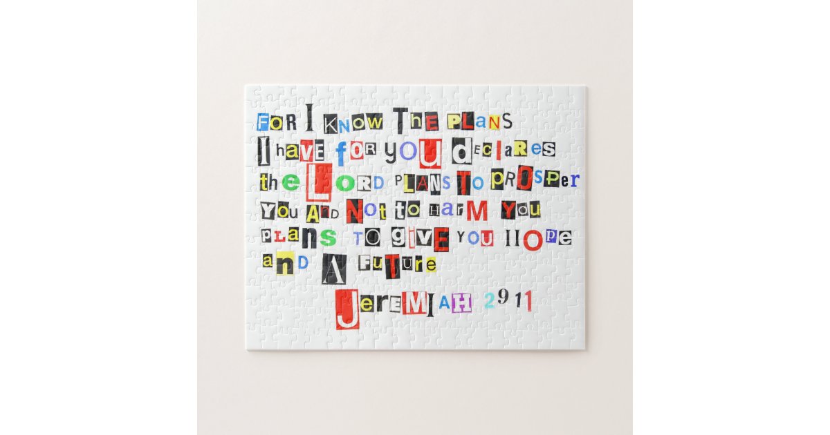 Jeremiah 29:11 Ransom Note Style Jigsaw Puzzle | Zazzle