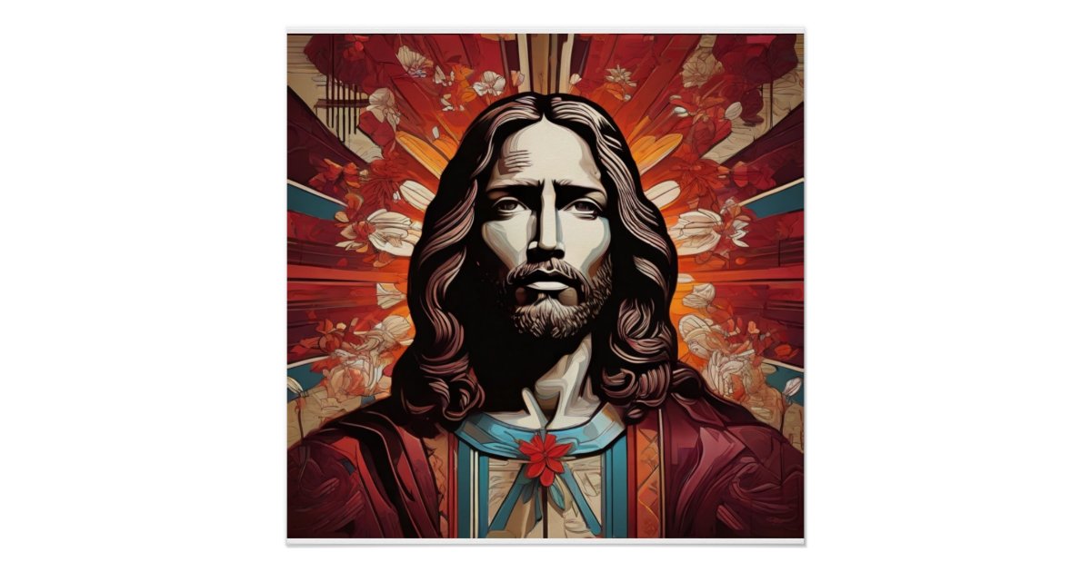 Jesus Christ In Pop Art and Art Deco Poster | Zazzle