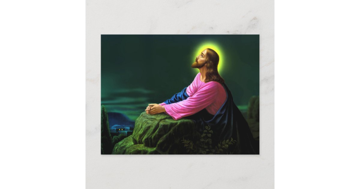 Jesus Praying Catholic Poster Greetingscard Postcard | Zazzle