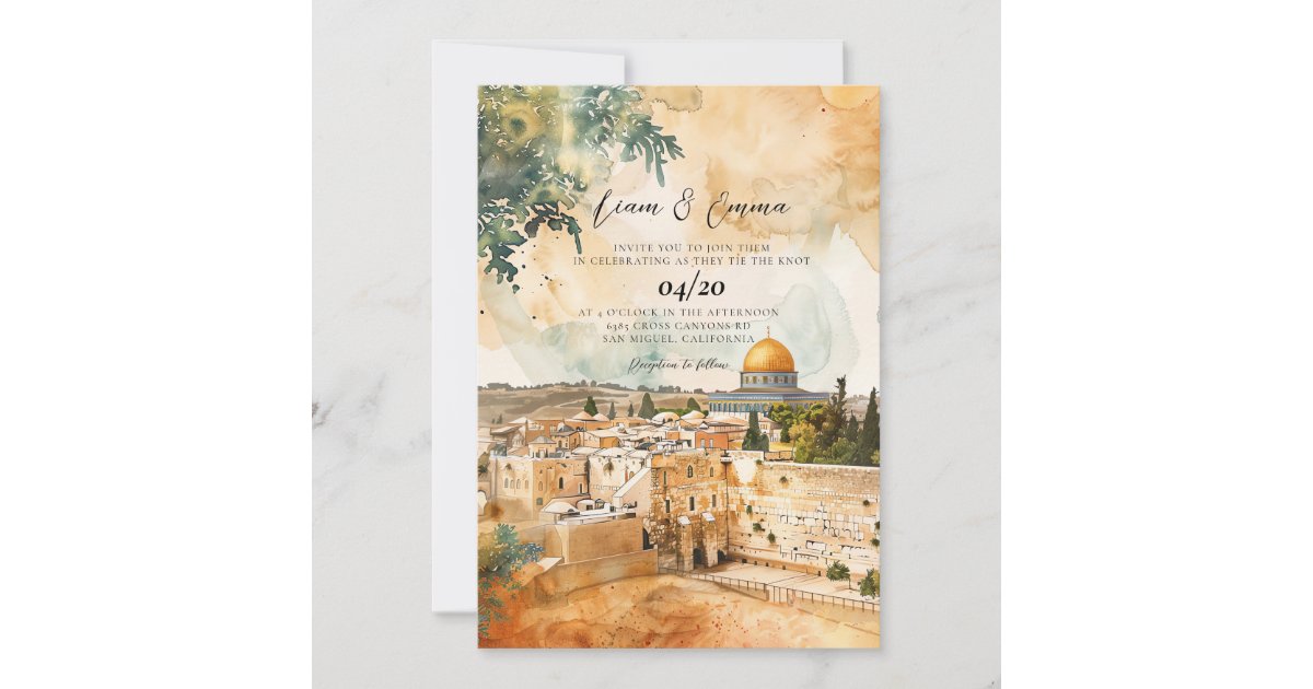 Jewish Wedding Invitation | Jerusalem view Invite | Zazzle