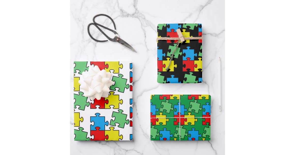 Jigsaw Puzzle Pieces Design Wrapping Paper Sheets | Zazzle