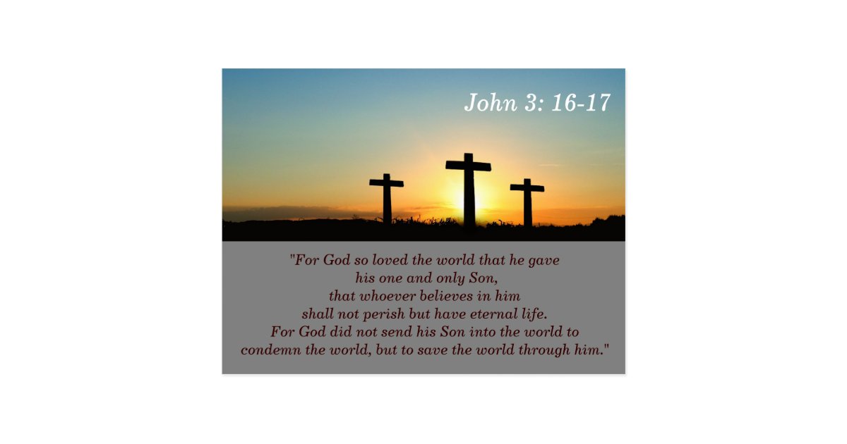 John 3:16-17 For God So Loved Bible Verse Memory Postcard | Zazzle.ca