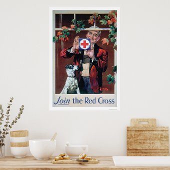 Join the Red Cross - Man with Dog (US00292) Poster | Zazzle