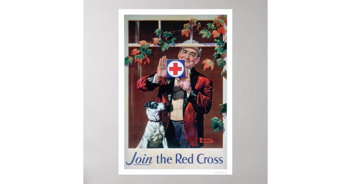 Join the Red Cross - Man with Dog (US00292) Poster | Zazzle