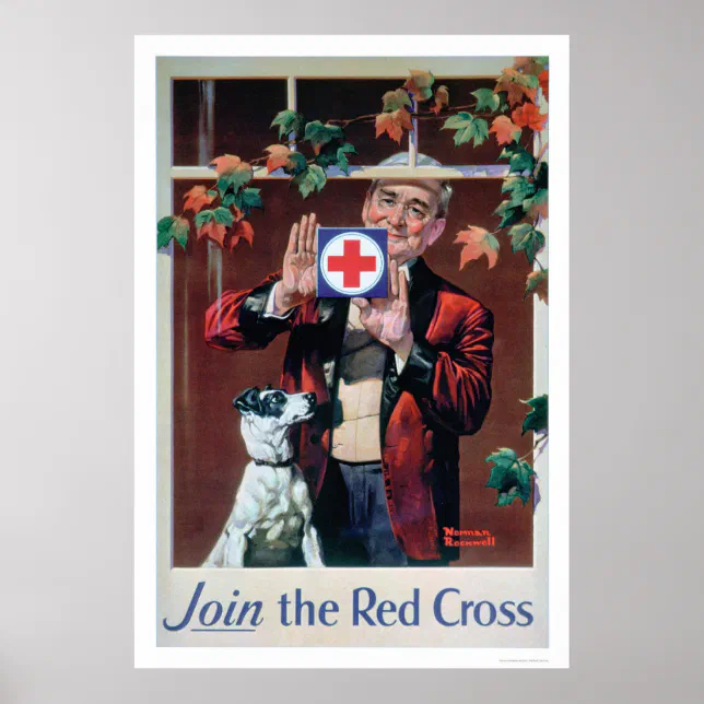 Join the Red Cross - Man with Dog (US00292) Poster | Zazzle
