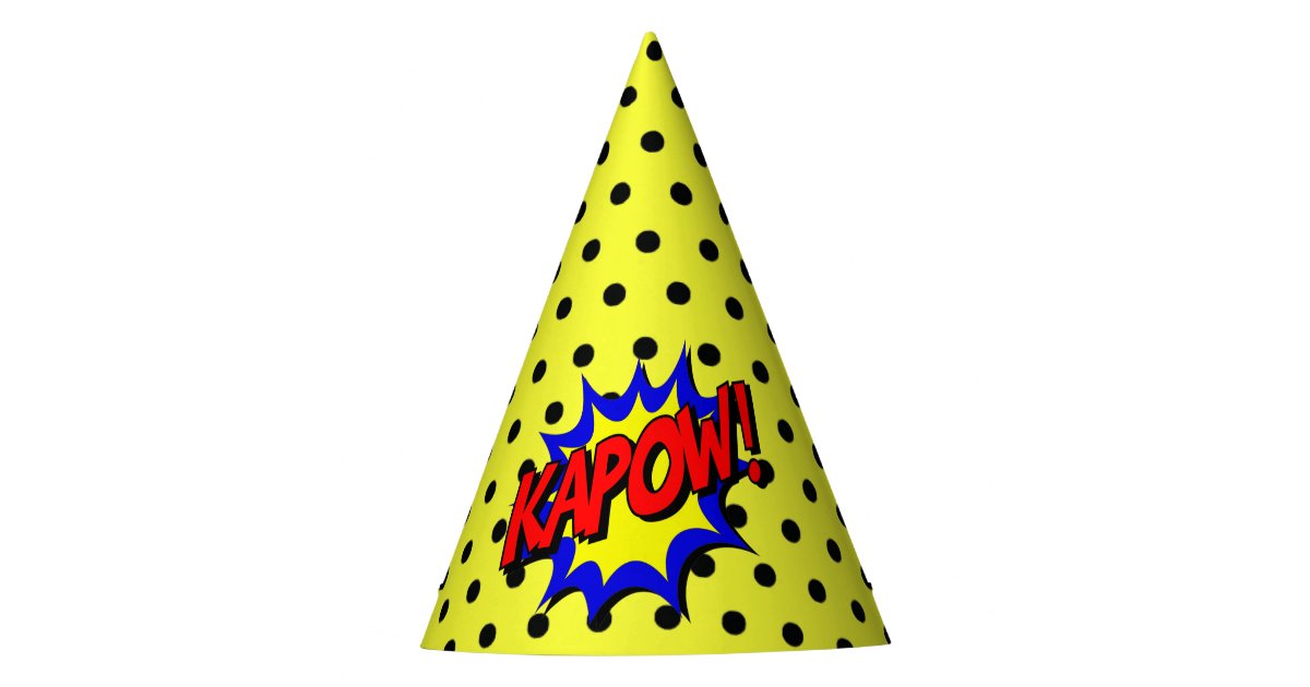 Kapow Pop Art Cartoon Superpower Birthday Hat | Zazzle