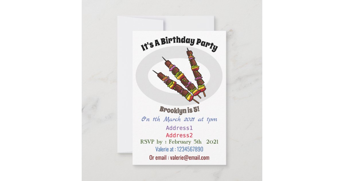 Kebab or kabob cartoon illustration invitation | Zazzle