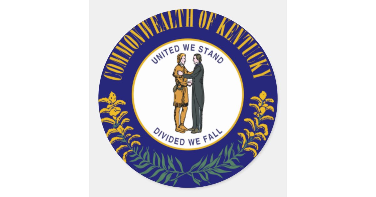 Kentucky: Bluegrass Commonwealth US State Flag Classic Round Sticker ...