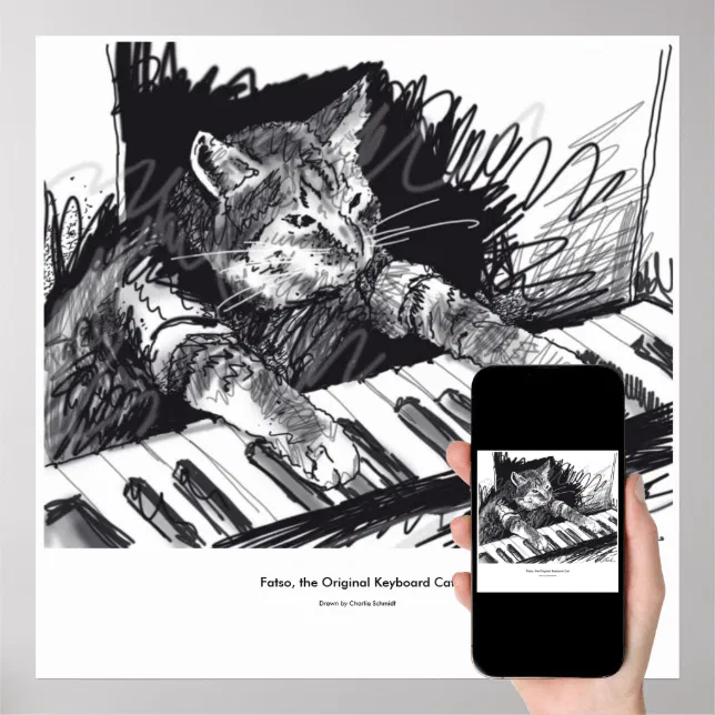 keyboard Cat Drawing Poster | Zazzle