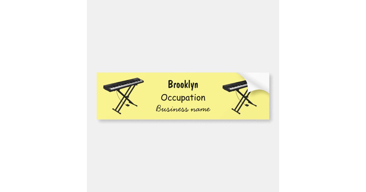 Keyboard piano cartoon illustration bumper sticker | Zazzle