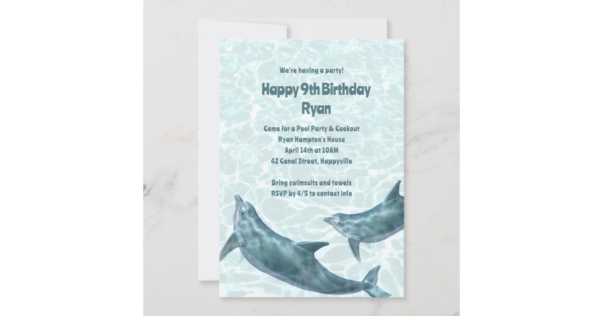 Kids Dolphin Birthday Party Invitations | Zazzle