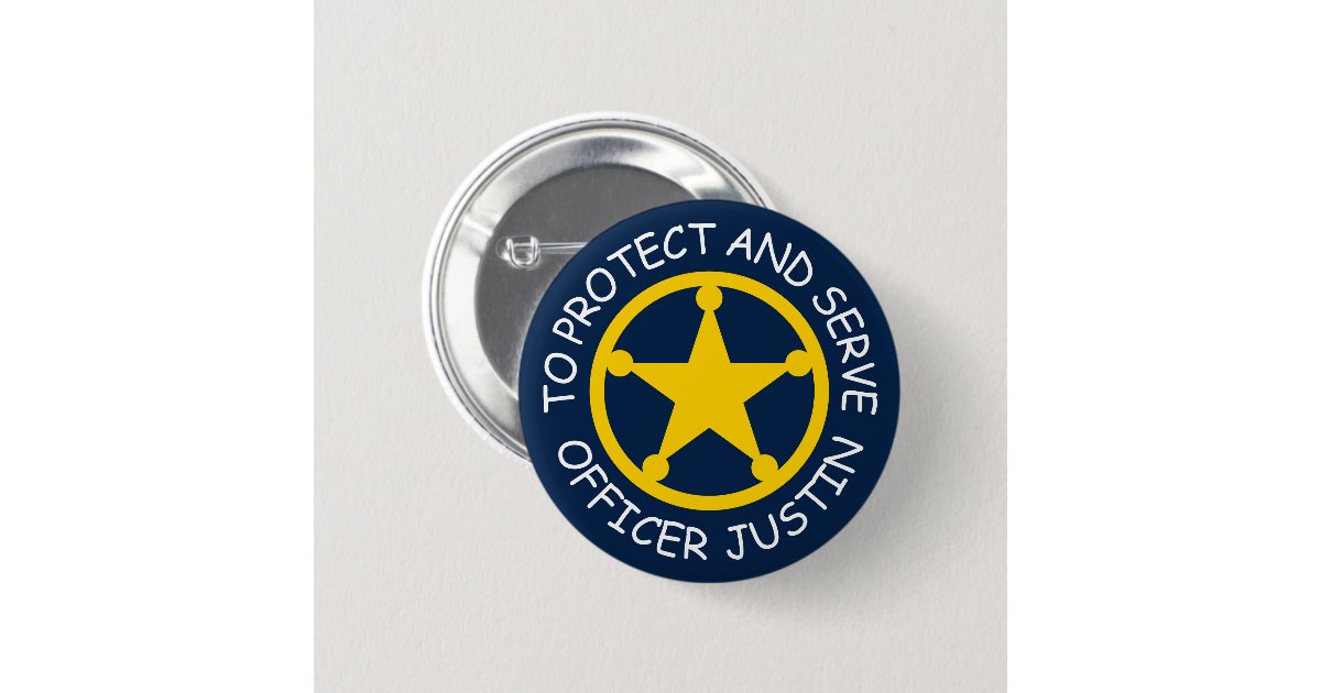 Kid's police officer name badge with sheriff star 2 inch round button ...