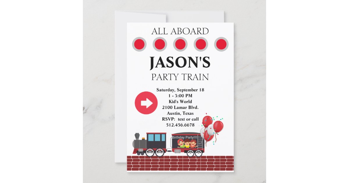 Kids Train Birthday Invitation | Zazzle
