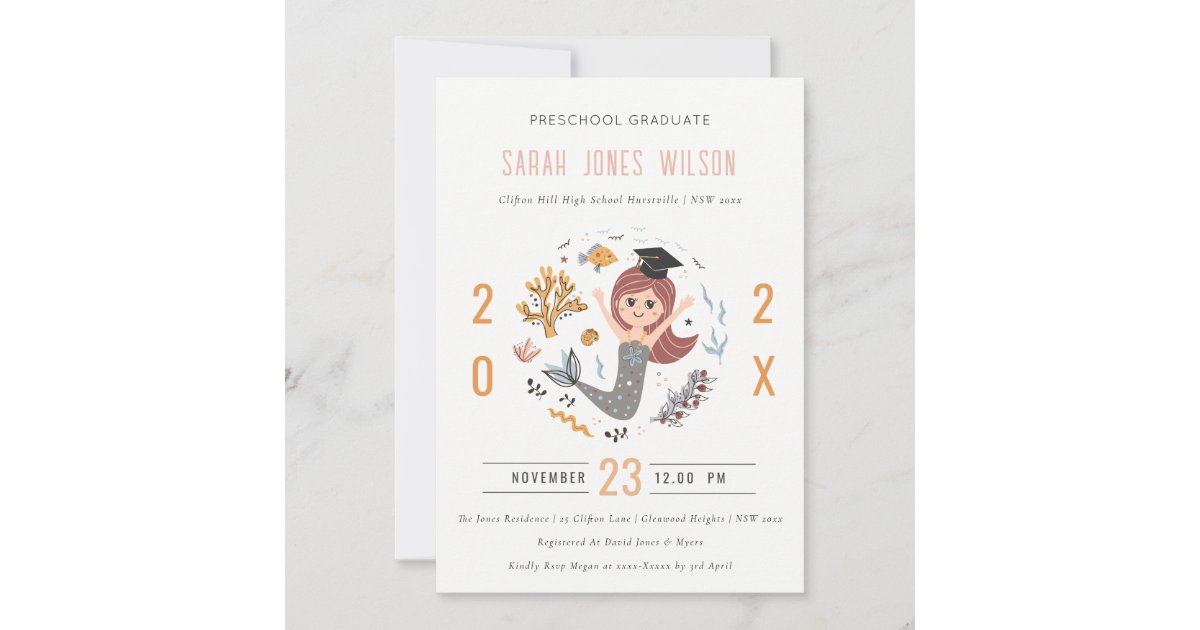 Kids Underwater Mermaid Preschool Graduation Party Invitation | Zazzle