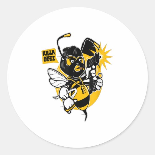 Killer Bee TShirt Classic Round Sticker | Zazzle.ca