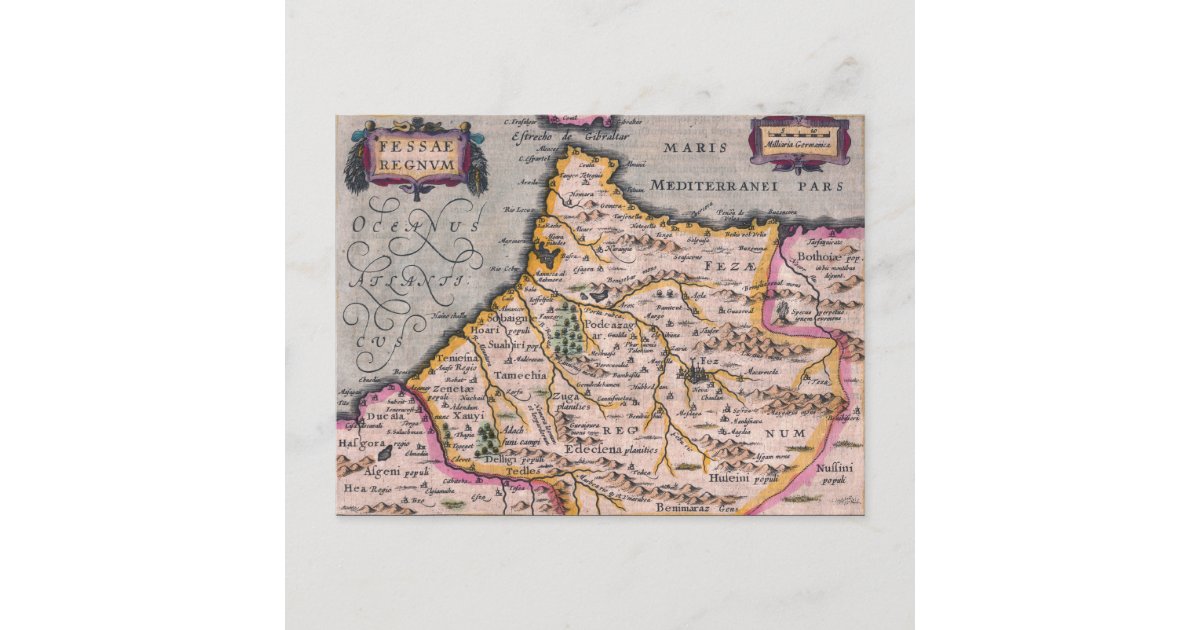 Kingdom of Fez Fes Antique Map of Morocco Postcard | Zazzle