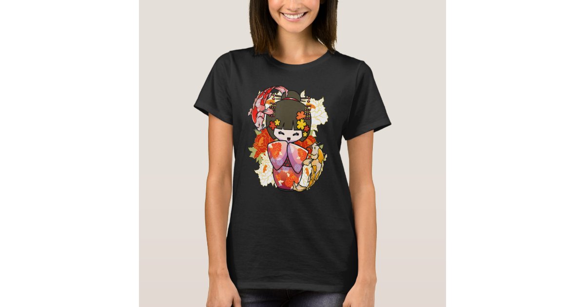 Kokeshi Doll Koi Fish Japanese Aesthetic T-Shirt | Zazzle