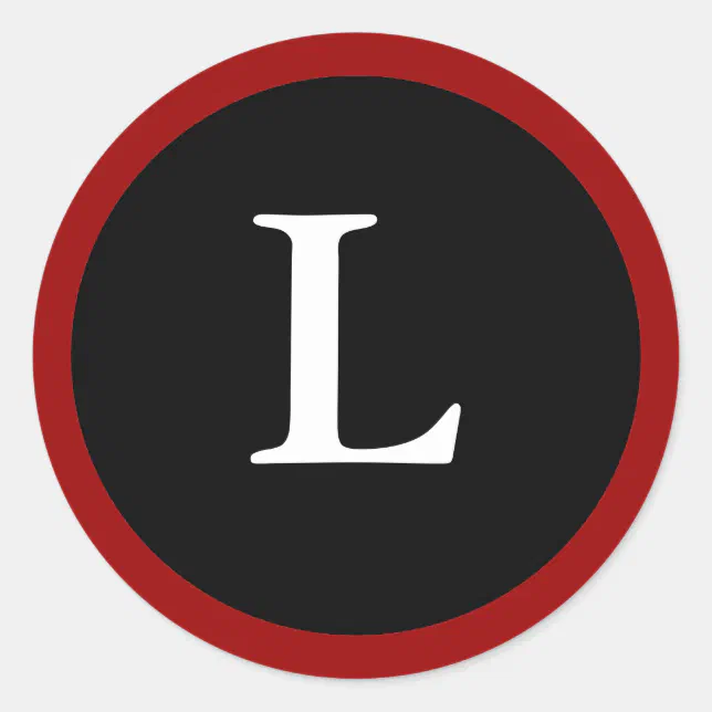L : Initial L Letter L Red, White & Black Sticker | Zazzle