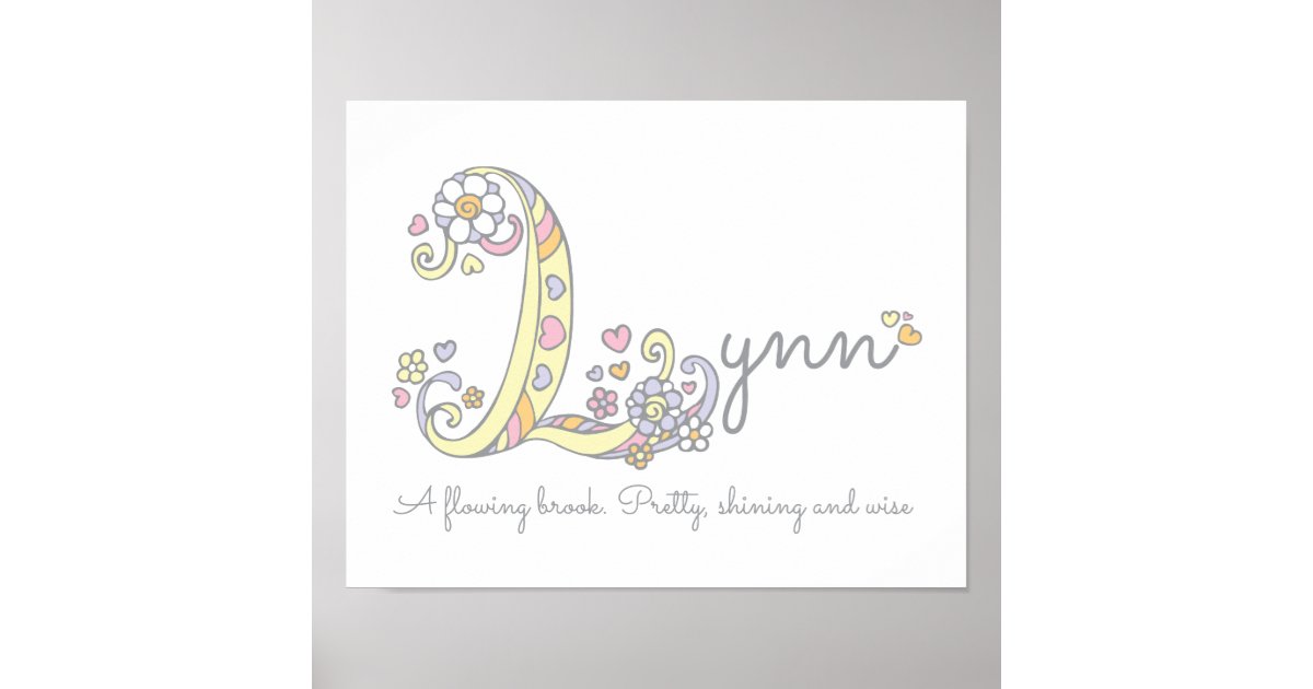L monogram art Lynn girls name meaning poster | Zazzle