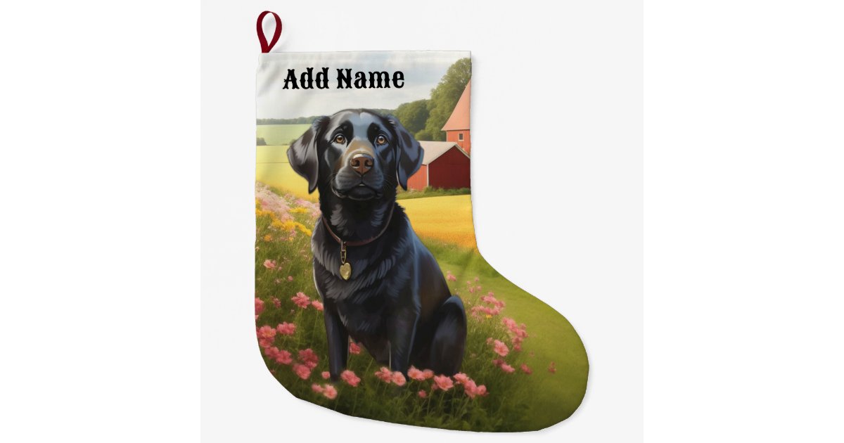 Labrador Retriever on Farm Large Christmas Stocking | Zazzle